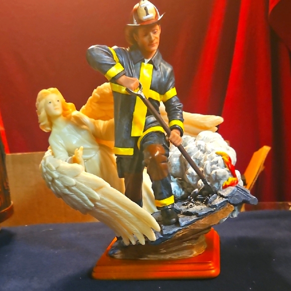 Art | Red Hats Of Courage Firefighter And Angel Figurine Multicolor ...
